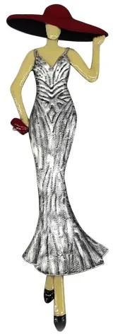 Nástěnná kovová dekorace smalt ženské křivky Stříbrná elegance 70 cm