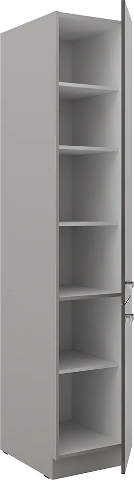 GREY gr | vysoká skříňka 40 DK-210 2F potravinová s policemi | 40 cm | světle šedá/tmavě šedá lesk