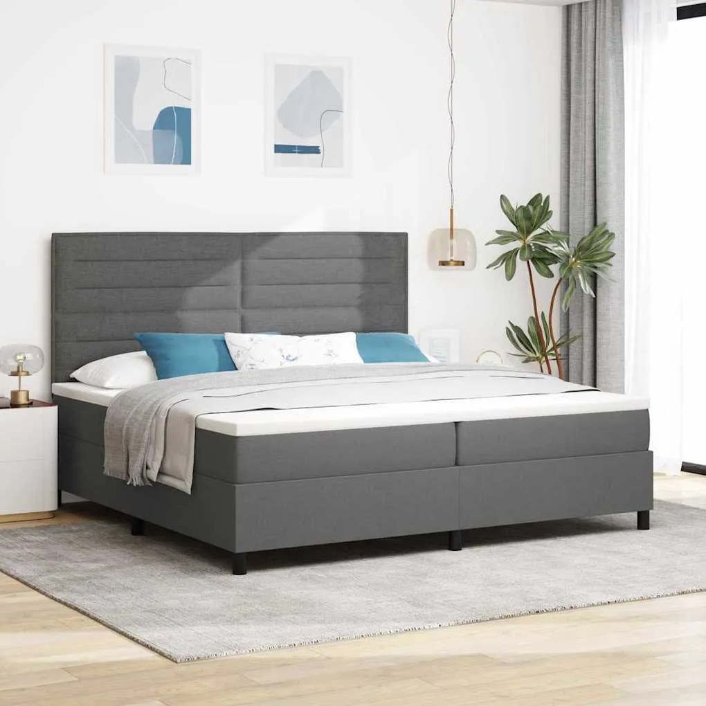 Postel s boxspringem s matrací Tmavě šedá 200 x 200 cm textil 3339337