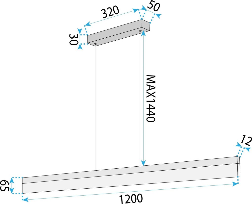 Toolight Toolight, LED stropní svítidlo 120cm, APP1694-CP, zlatá matná, OSW-07891