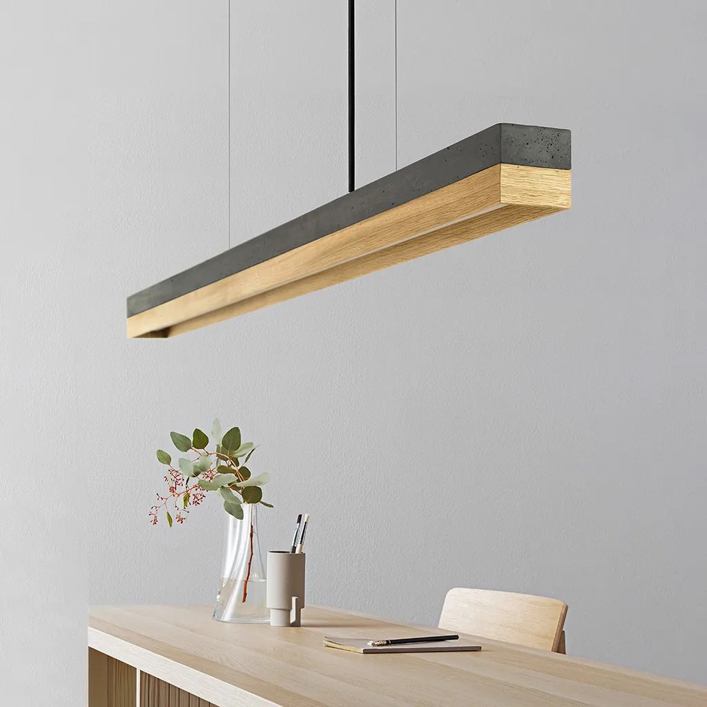 Designové lineární svítidlo ze surových materiálů C1 dark 122 cm  Designové lineární svítidlo ze surových materiálů C1 dark 122 cm Dekor: Dubové…