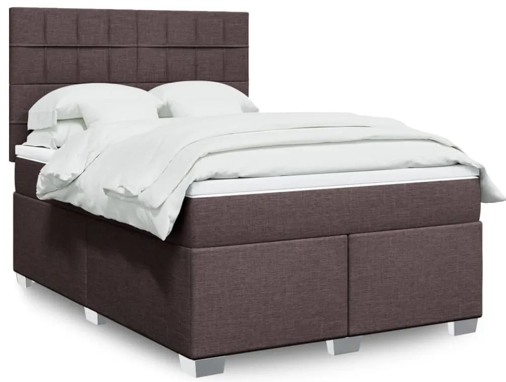 Box spring postel s matrací tmavě hnědá 140x200 cm textil 3290514
