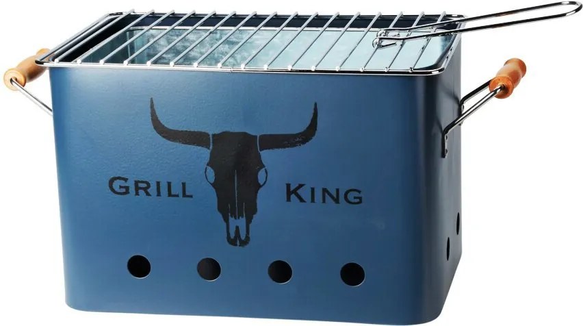 Progarden přenosný gril na dřevěné uhlí grill king 43 x 20 cm modrá