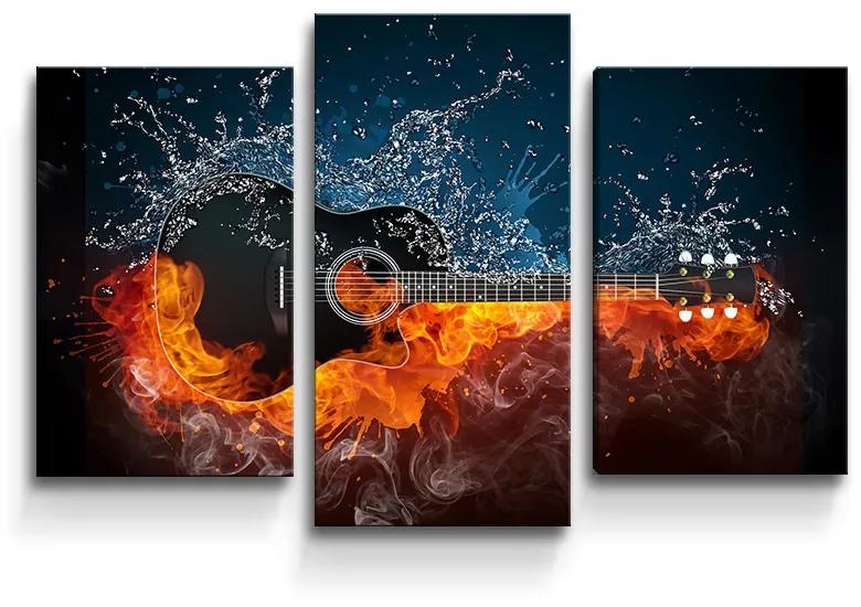 Sablio Obraz - 3-dílný Ohnivá kytara - 75x50 cm