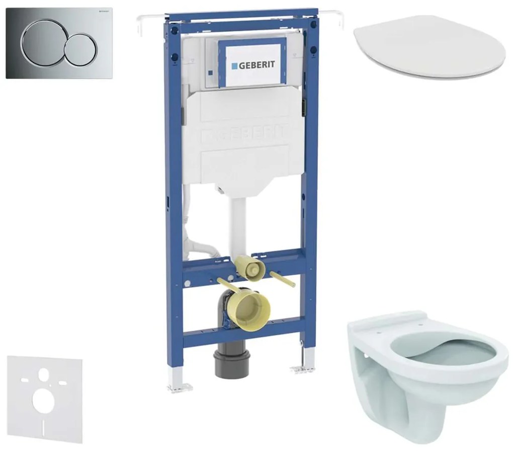 Geberit Duofix - Set předstěnové instalace, klozet Alpha se sedátkem, tlačítko Sigma01, lesklý chrom SANI11CD1104