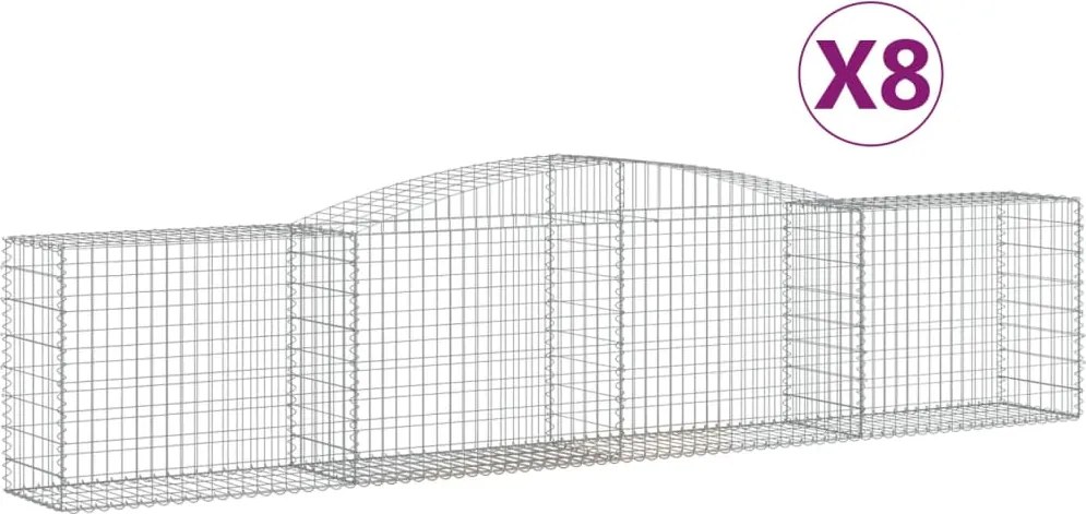 Klenuté gabionové koše 8 ks 400x50x80/100 cm pozinkované železo 3146989
