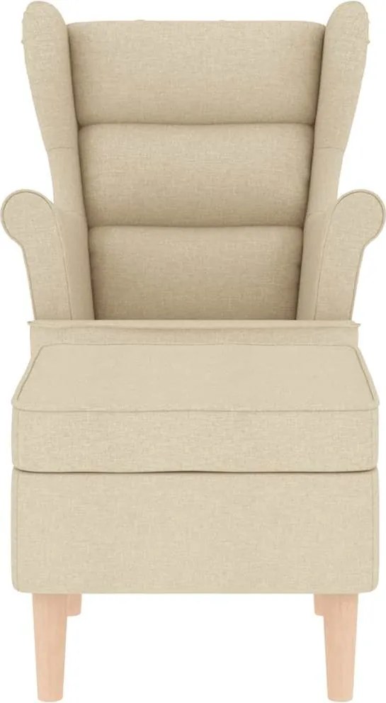 Křeslo s podnožkou krémové textil 3307996