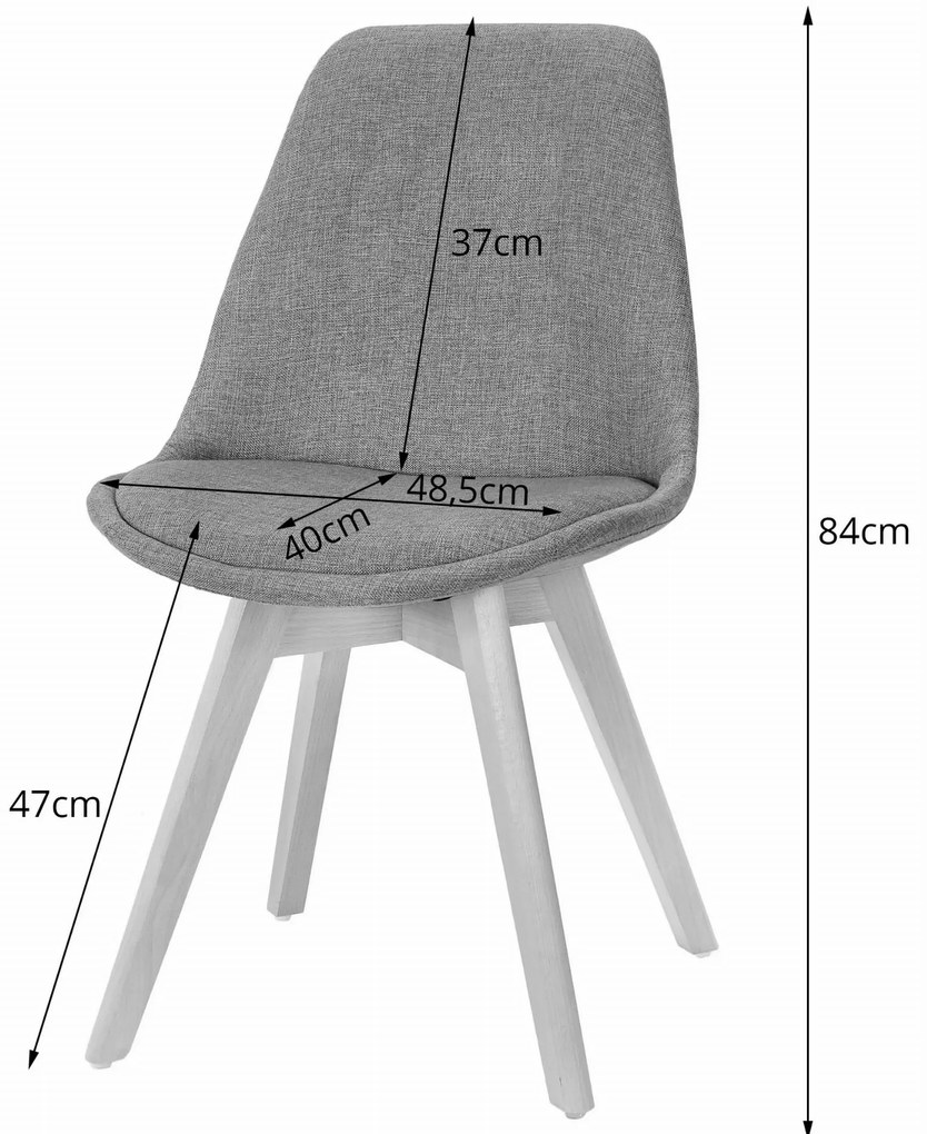 Šedá židle s bukovými nohami DAREN NORI bez knoflíků