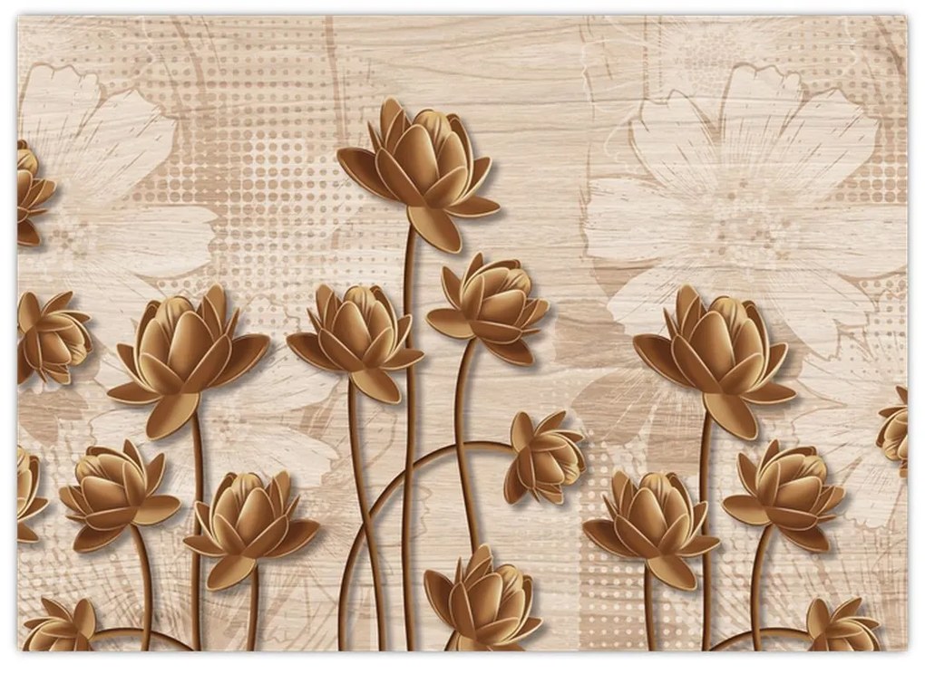 Obraz abtrakce květin - hnědá (70x50 cm)