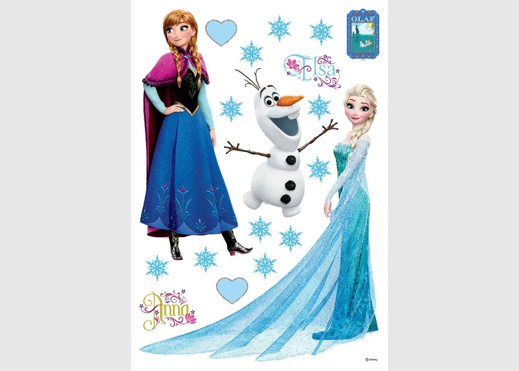 Dětská samolepka na zeď Ledové Království – Elsa, Anna a Olaf, Disney | 42.5 x 65 cm | DDK 1729