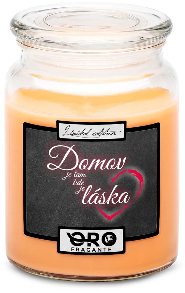 Svíčka Domov = láska (Vůně svíčky: Tropické ovoce)