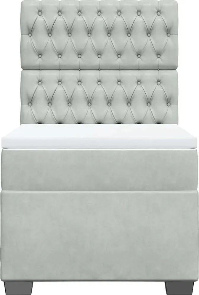 Box spring postel s matrací světle šedá 90x200 cm samet 3293116