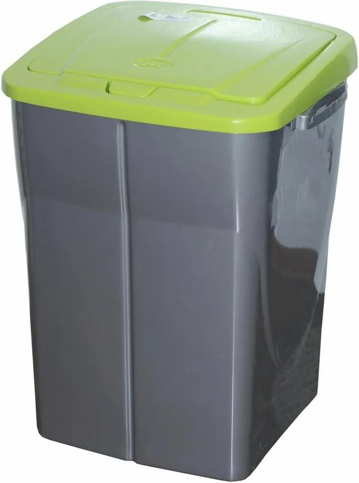 Koš na tříděný odpad zelené víko; 51 x 36 x 36,5 cm; 45 l; plast