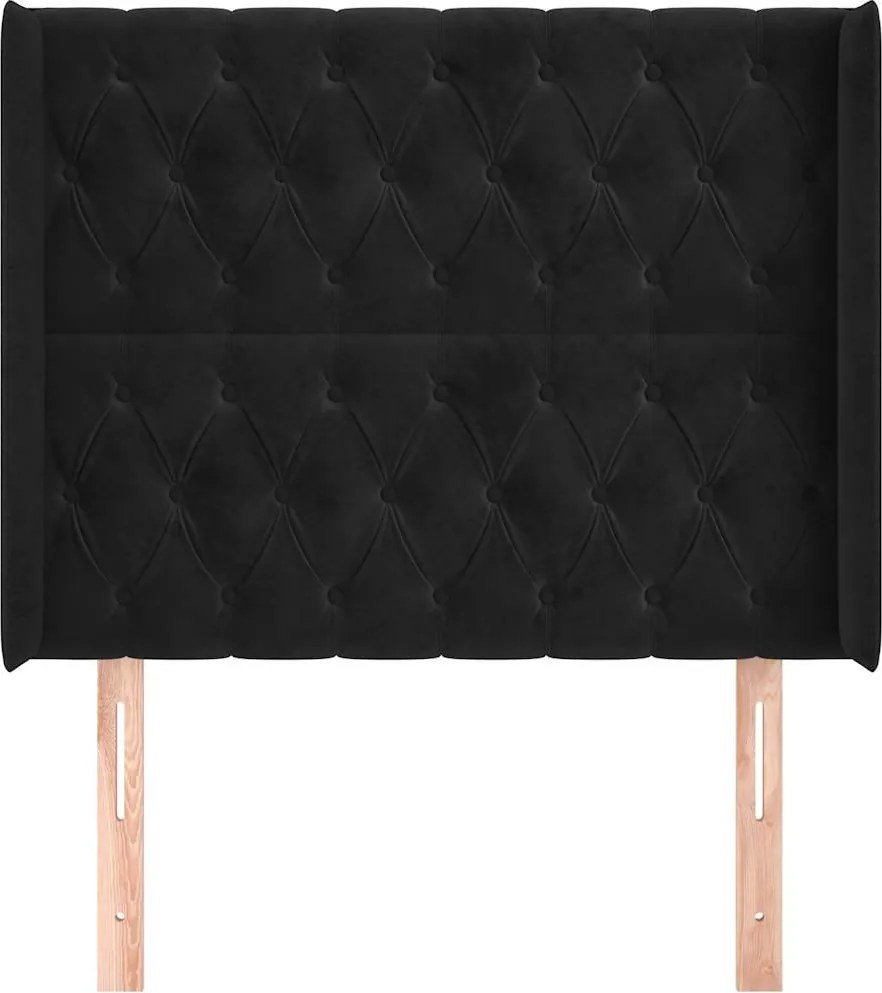 Čelo postele typu ušák černé 93x16x118/128 cm samet 3119954