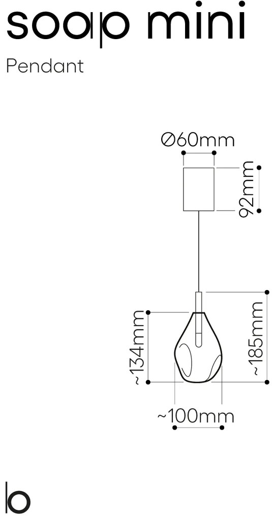 Bomma Luxusní závěsné svítidlo Soap mini Barva: Transparentní, Montura: s monturou, Barva komponentu: Antracit