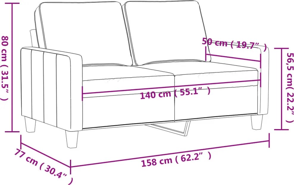 vidaXL 2místná pohovka 140 cm umělá kůže [359137] Barva: krémová