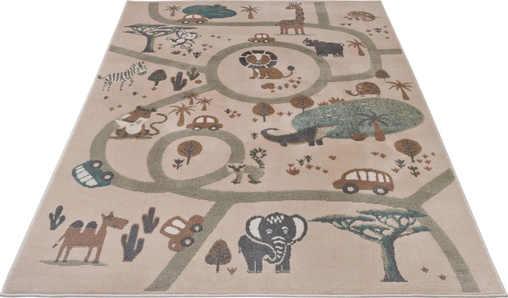 Detský koberček Adventures 105972 Cream Brown Grey, 120x170, béžová, detská izba, Hanse Home