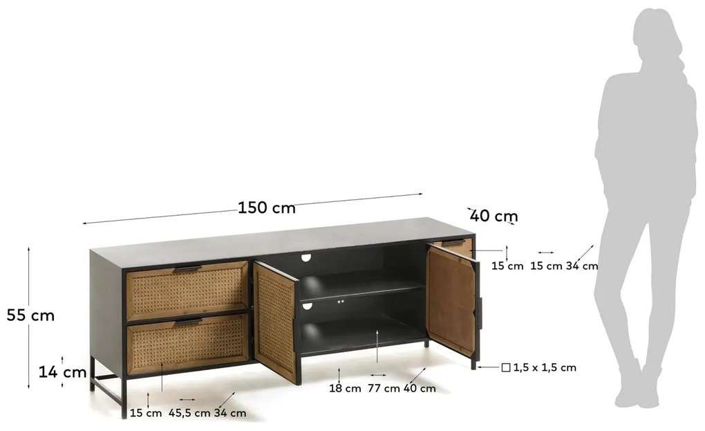 Černý dřevěný TV stolek LaForma Kyoko