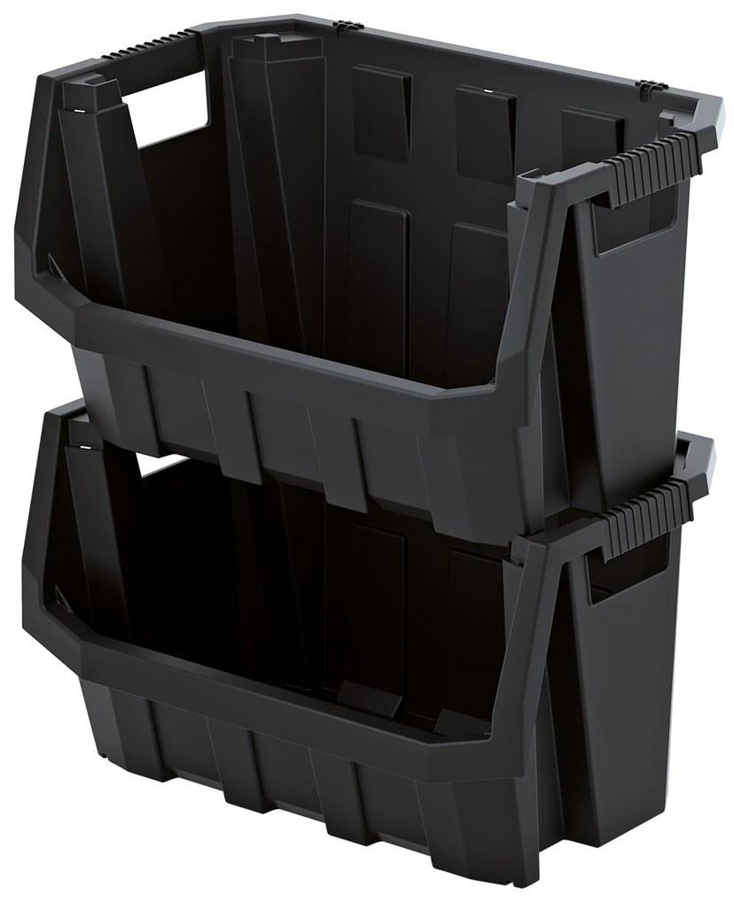 Prosperplast Dílenský úložný box se zkosenou hranou HEAVY DUTY, černý 58x38x34 XL