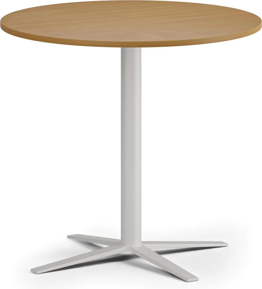 Konferenční stolek AURA, průměr 60 cm, bílá podnož, buk