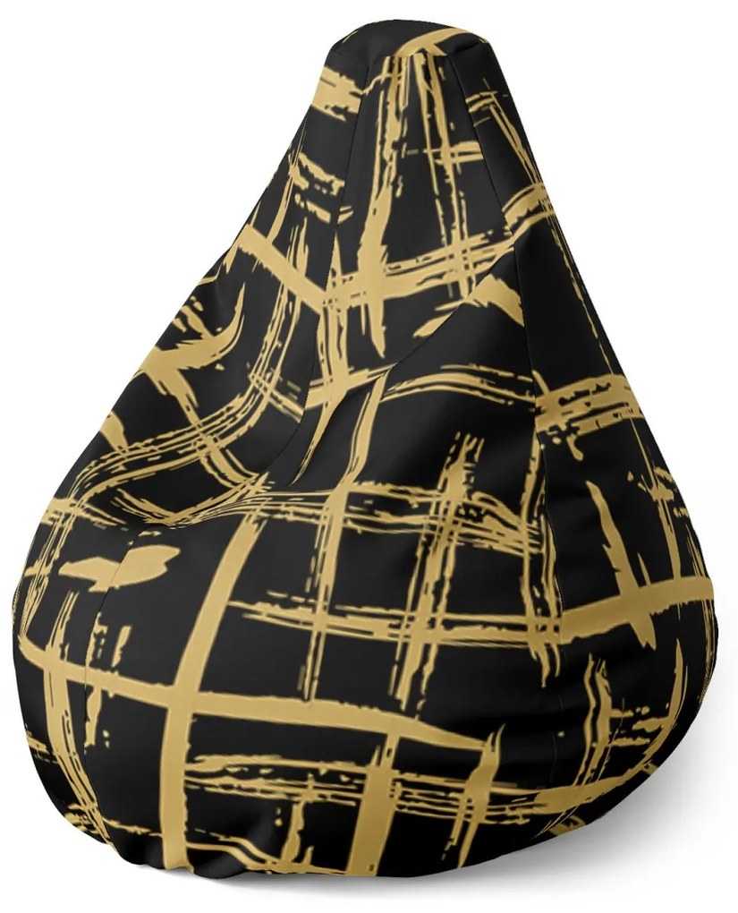 Sablio Sedací vak Pear Zlaté malování - 70 x 95 x 15 cm