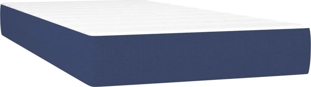 vidaXL Box spring postel s matrací a LED 90x200 cm textil [3138611] Barva: Modrá