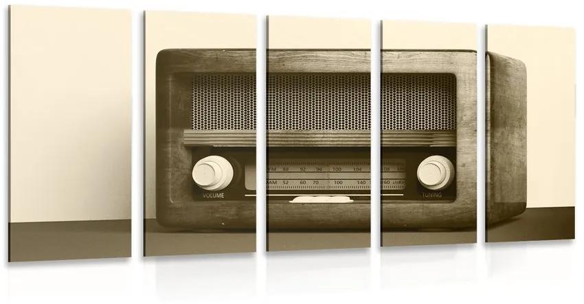 5-dílný obraz retro rádio v sépiové provedení Varianta: 200x100