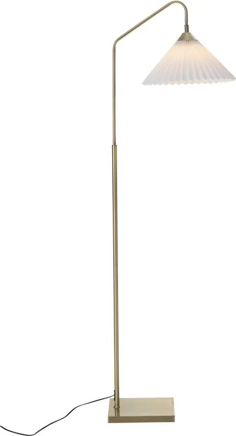 Krémová/v mosazné barvě látková stojací lampa s ohybatelnou konstrukcí (výška 155 cm) Kate – Ellos Home