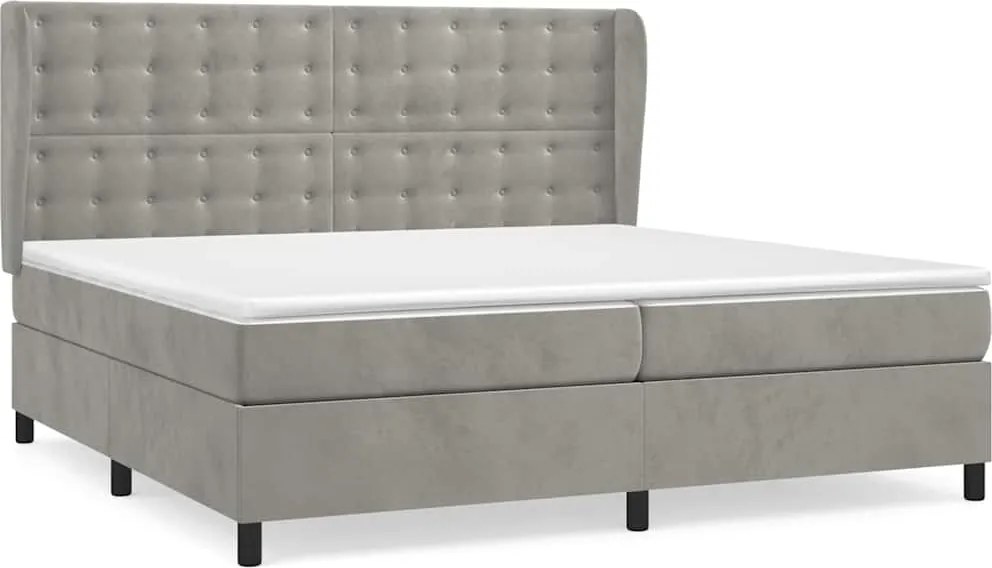 Box spring postel s matrací světle šedá 200x200 cm samet 3129471