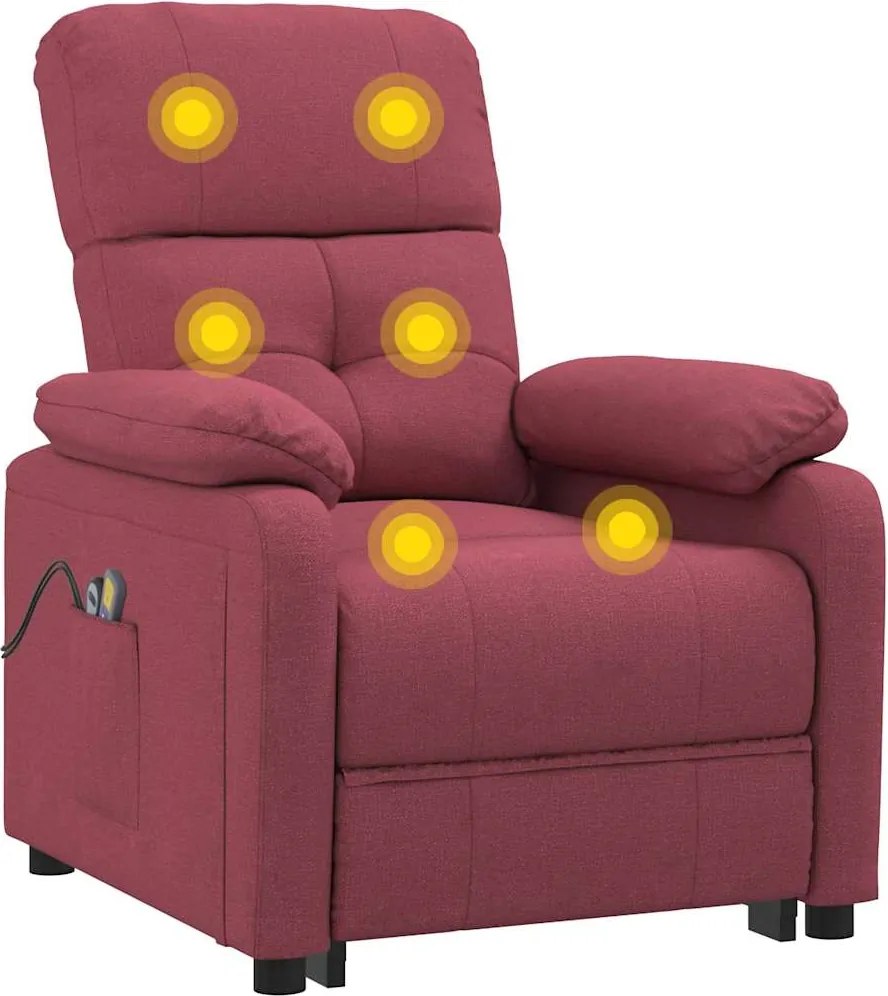 Elektrické masážní křeslo vínové textil 3073815