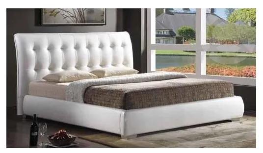 Moderní čalouněná postel CALENZANA, 160x200, bílá KN nábytek