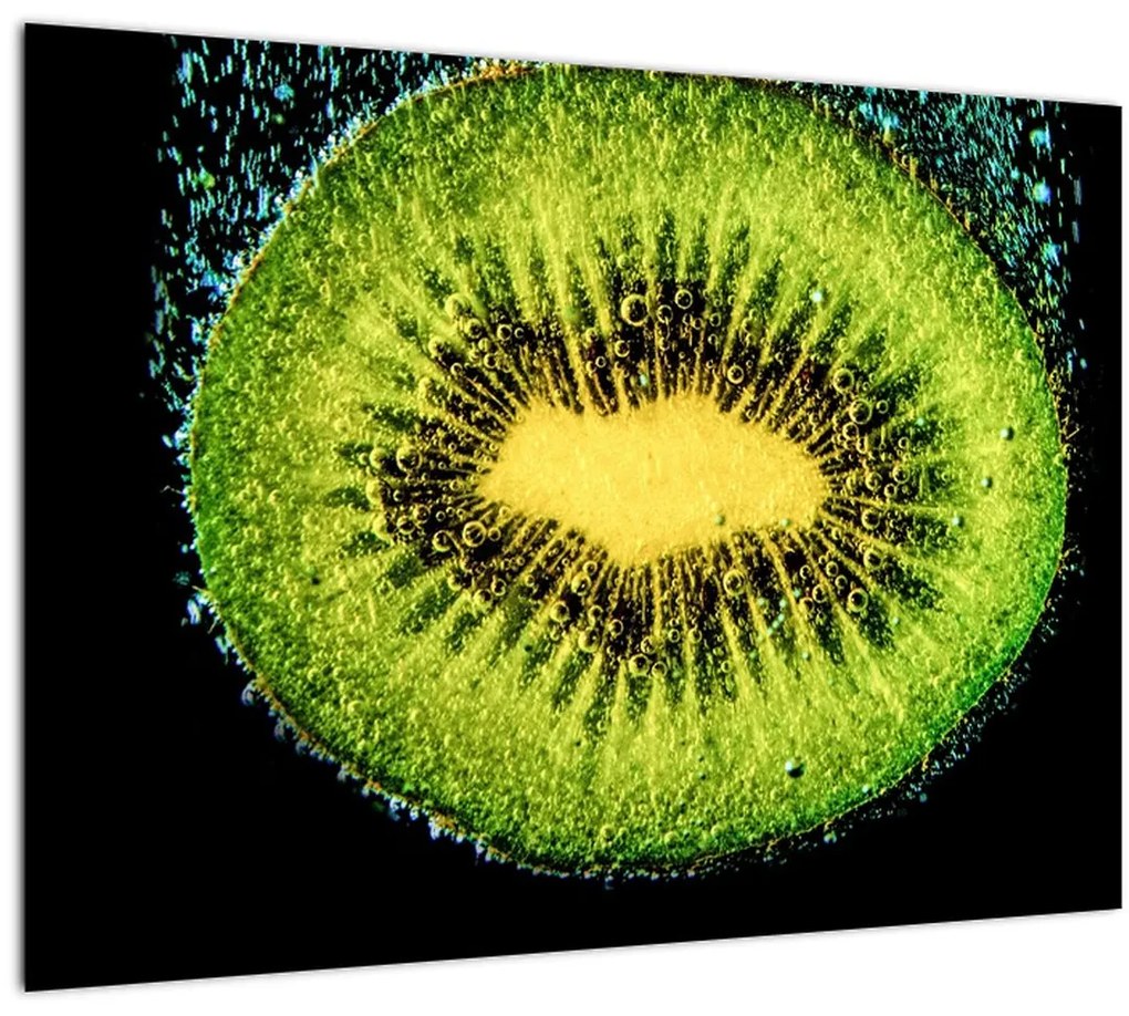 Skleněný obraz - detail kiwi ve vodě (70x50 cm)
