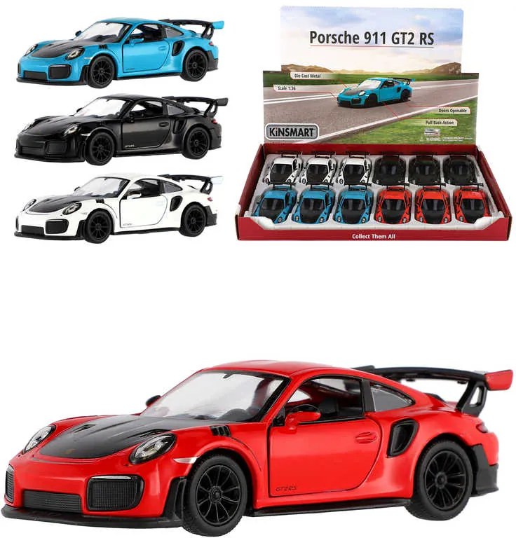 KINSMART Auto sportovní 1:36 Porsche 911 GT2 RS kov PB 13cm 4 barvy 00410542