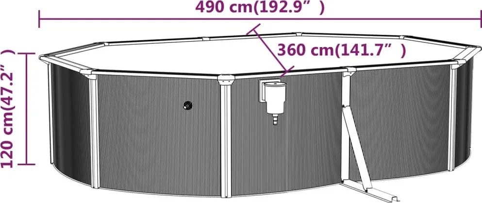 vidaXL Bazén s pískovým filtračním čerpadlem a žebříkem 490x360x120 cm [3098055]