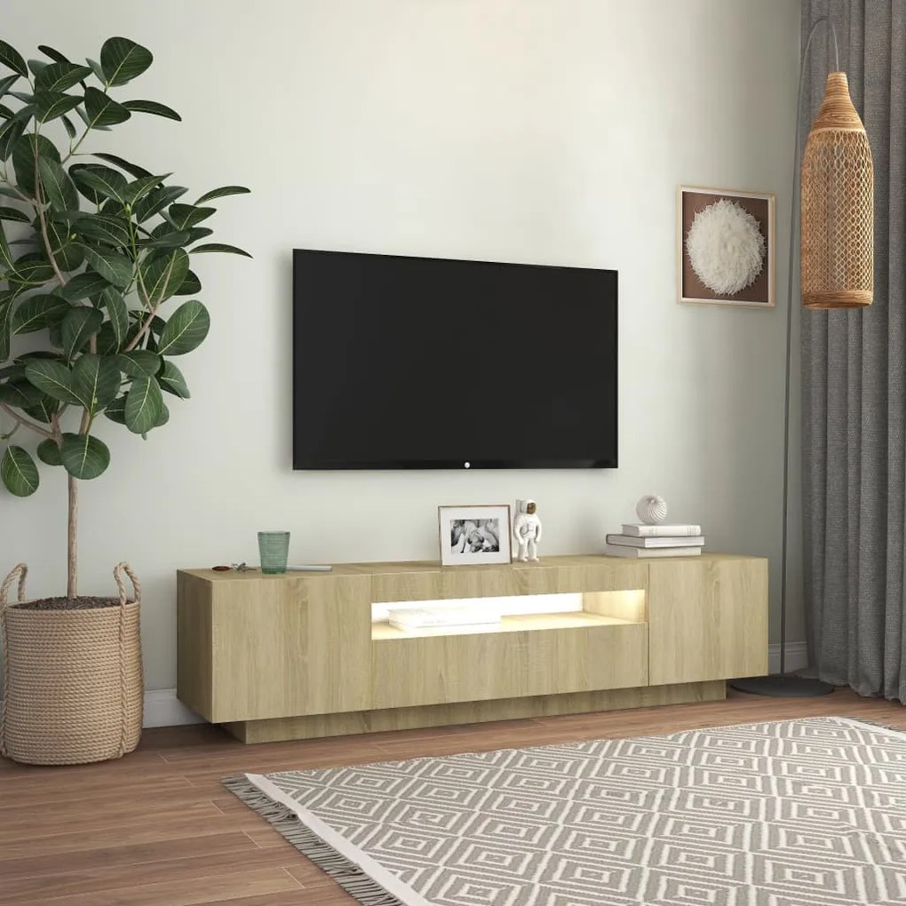TV skříňka s LED osvětlením dub sonoma 160 x 35 x 40 cm - Default Title