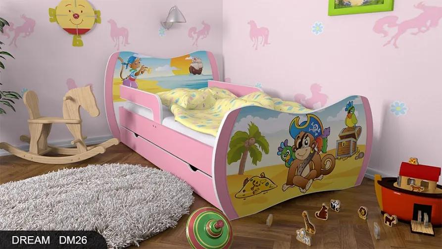 Dětská postel Dream vzor 26 140x70 cm růžová