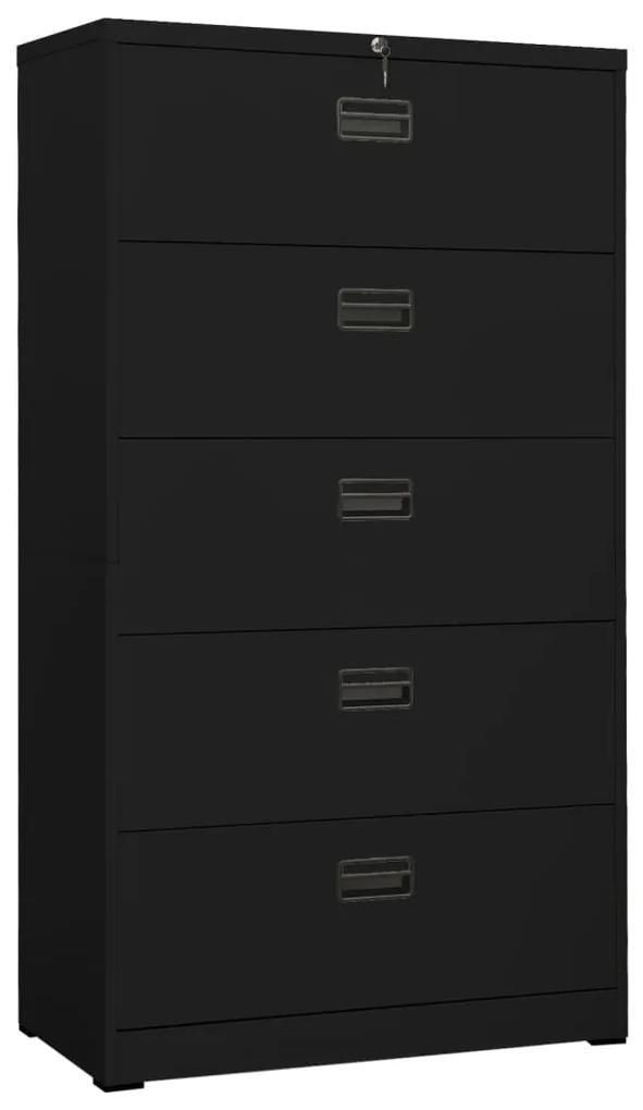 Kancelářská skříň černá 90 x 46 x 164 cm ocel - Default Title