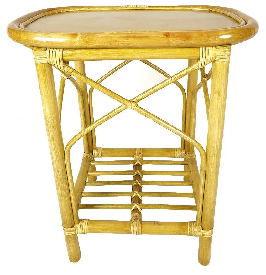 Ratanový odkládací stolek - světlý med