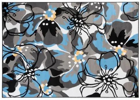 Kusový koberec moderní MAYA Z907A Květy modrý šedý Rozměr: 200x300 cm