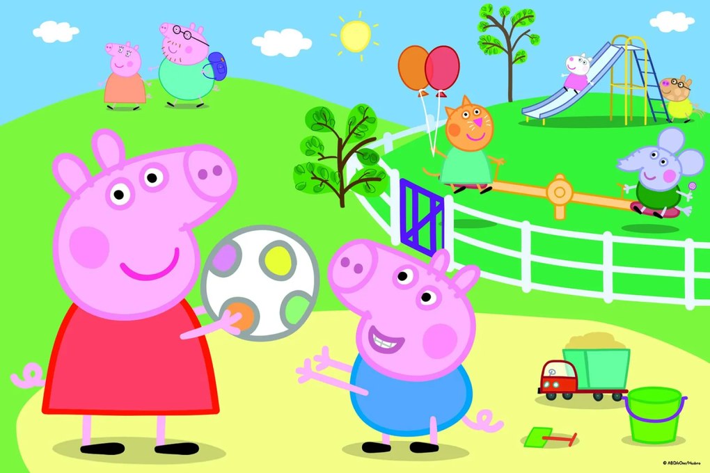 Trefl Puzzle Prasátko Peppa/Peppa Pig Zábava s přáteli 33x22cm 60 dílků v krabičce 21x14x4cm