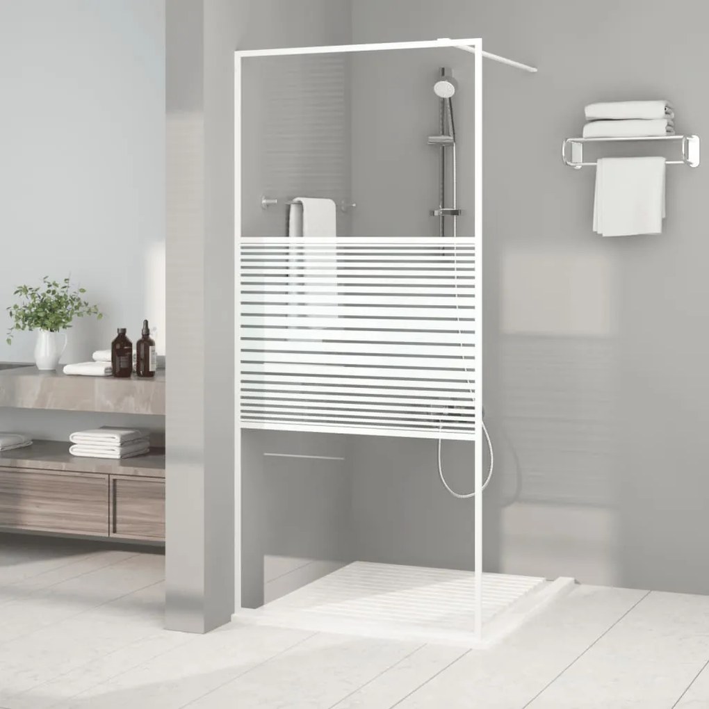 Sprchová zástěna walk-in bílá 90 x 195 cm čiré ESG sklo 152151