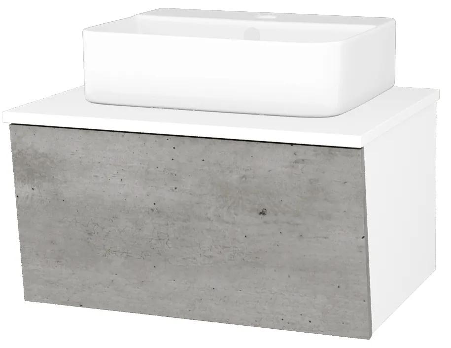 Dřevojas Koupelnová skříň INVENCE SZZ 65 (umyvadlo Joy 3) Varianta: L01 Bílá vysoký lesk / D01 Beton