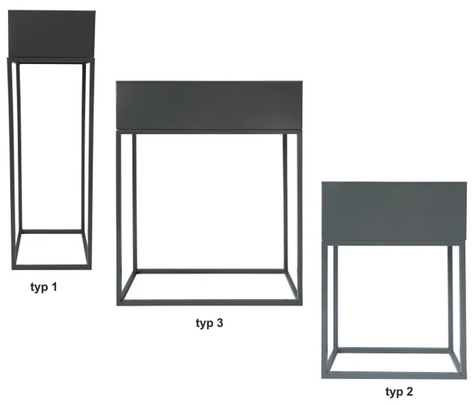Tmavě šedý multifunkční kovový květináč INDIZE TYP 3