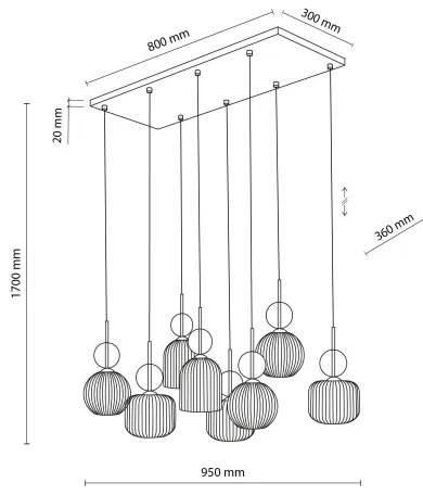 Lustr na lanku SOPHIA 8xE14/10W/230V černá/kouřová béžová