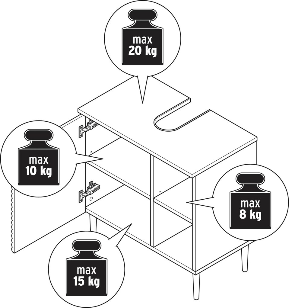 Tchibo - Skříňka pod umyvadlo »Sonari« s dvířky - barva: bílá