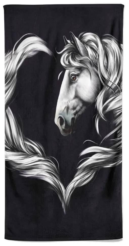Osuška Horse heart white (Velikost osušky: 70x140cm)