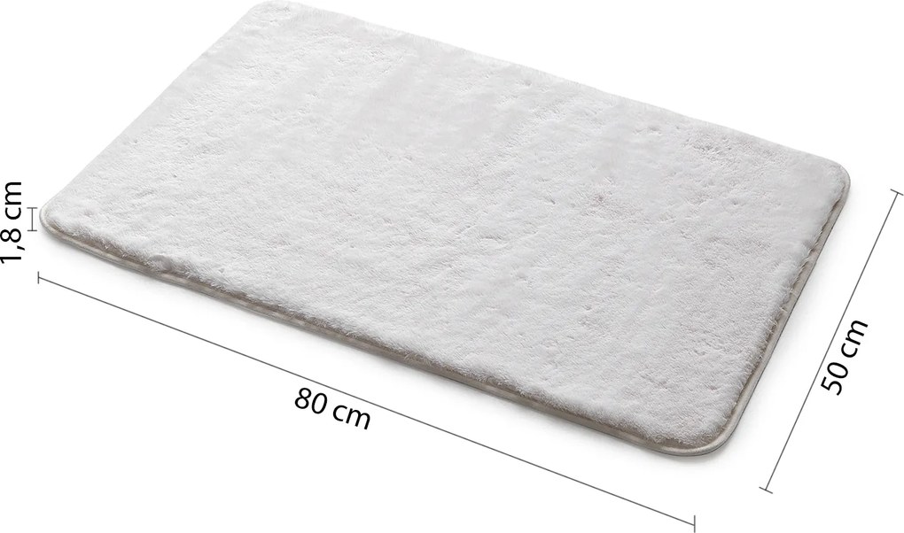 Gedy Gedy, FUZZY koupelnová předložka, 50x80 cm, 100% polyester, protiskluz, bílá, 96FY508002