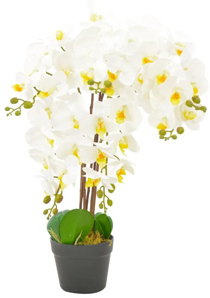 280165 vidaXL Umělá rostlina orchidej s květináčem bílá 60 cm