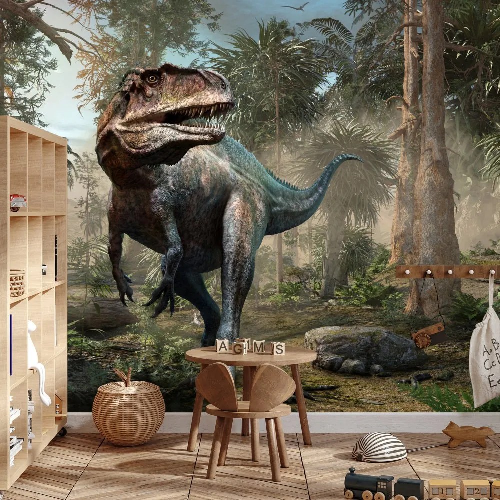 Fototapeta Realistický Dinosaurus A Palmy Omyvatelný vlies 135x90