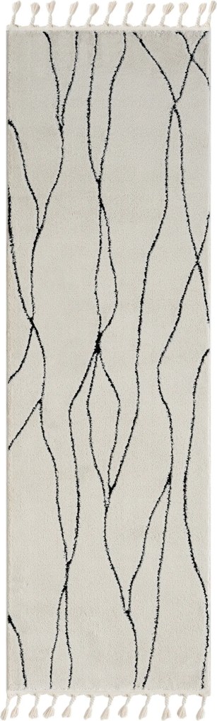 My Flair, Běhoun Moroccan Serenity CA40082 weiß, 80x250, černobílá, ložnice